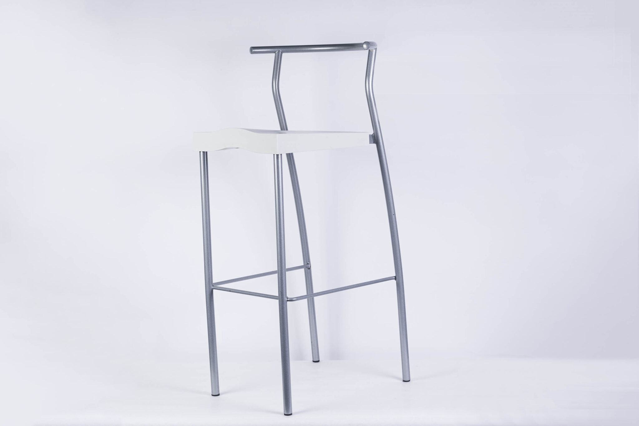 White and Steel Stool » Amuebla Rent